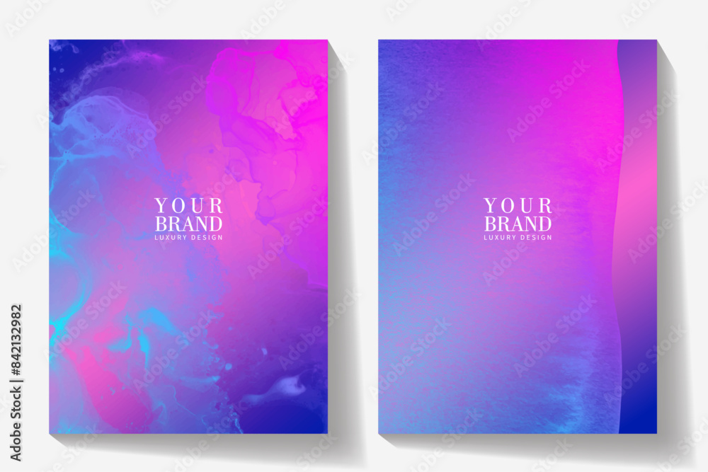 Elegant colorful cover design set. Neon color gradient luxury vector ...