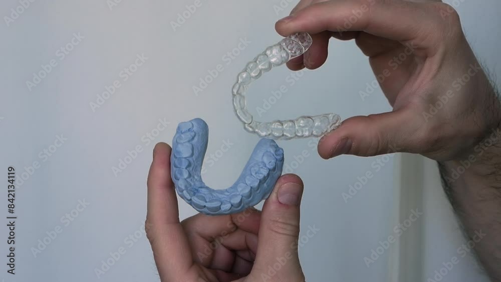 Demonstration of a dental aligner. Aligners for correcting the position ...