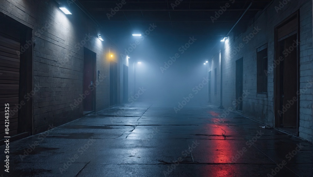 A dark empty street background, an empty dark scene, neon light ...