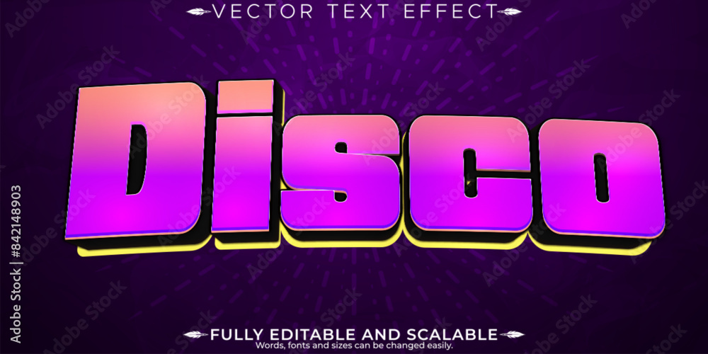 Disco text effect, editable groovy and funky customizable font style ...