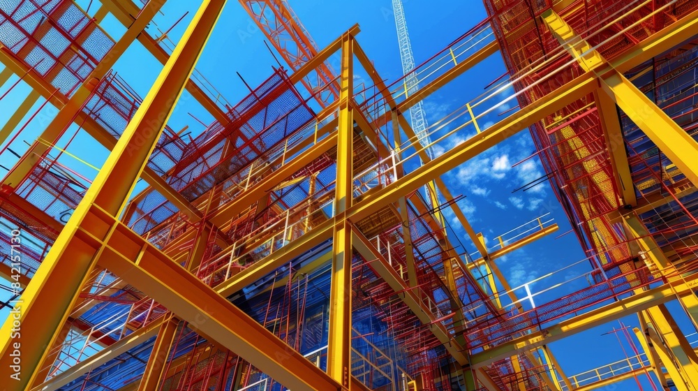 3D simulation of a construction site with detailed visualization of the ...