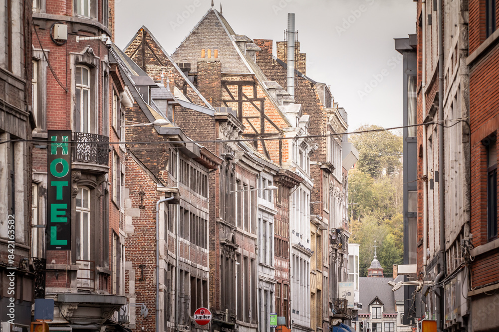 LIEGE, BELGIQUE - NOVEMBER 9, 2022: Selective blur on Rue Surlet, a ...