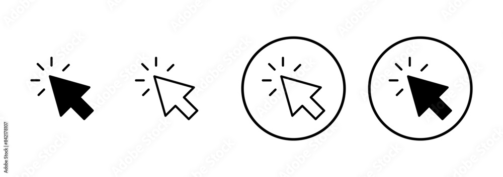 Click icon vector isolated on white background. Cursor icon. Computer mouse click cursor black ...