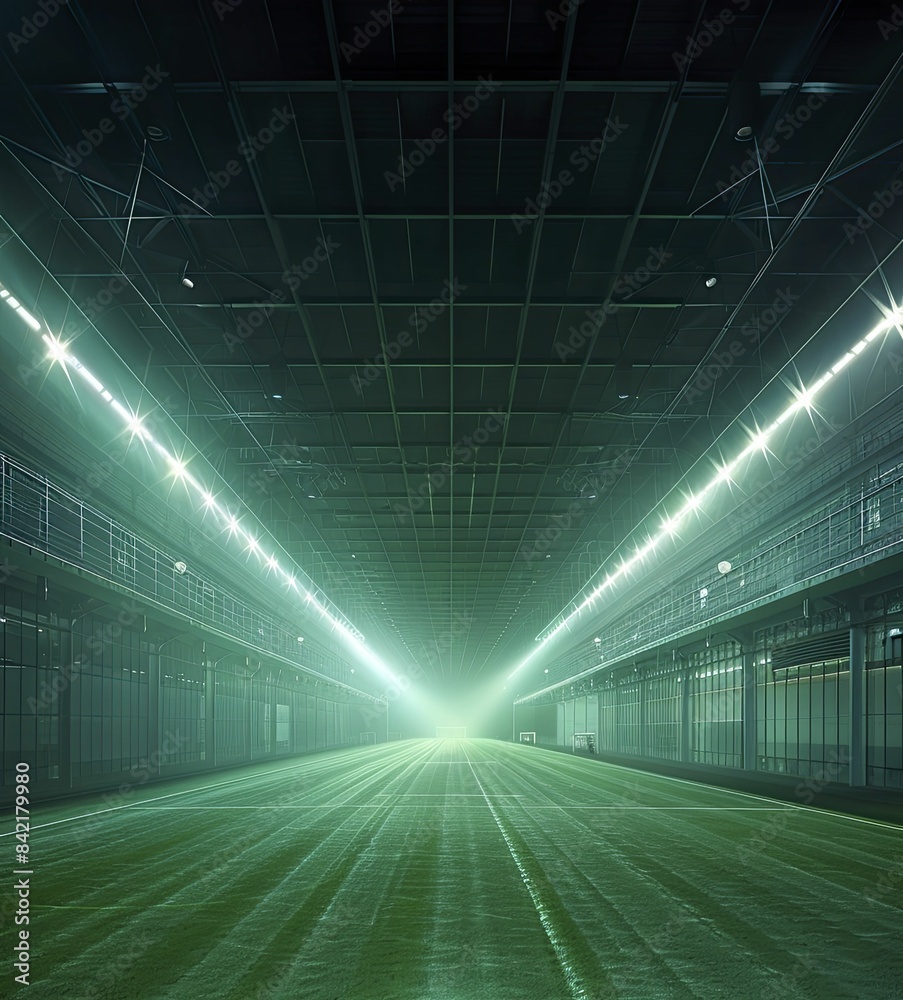 Futuristic sports fields glow with illumination, enhanced by cutting ...