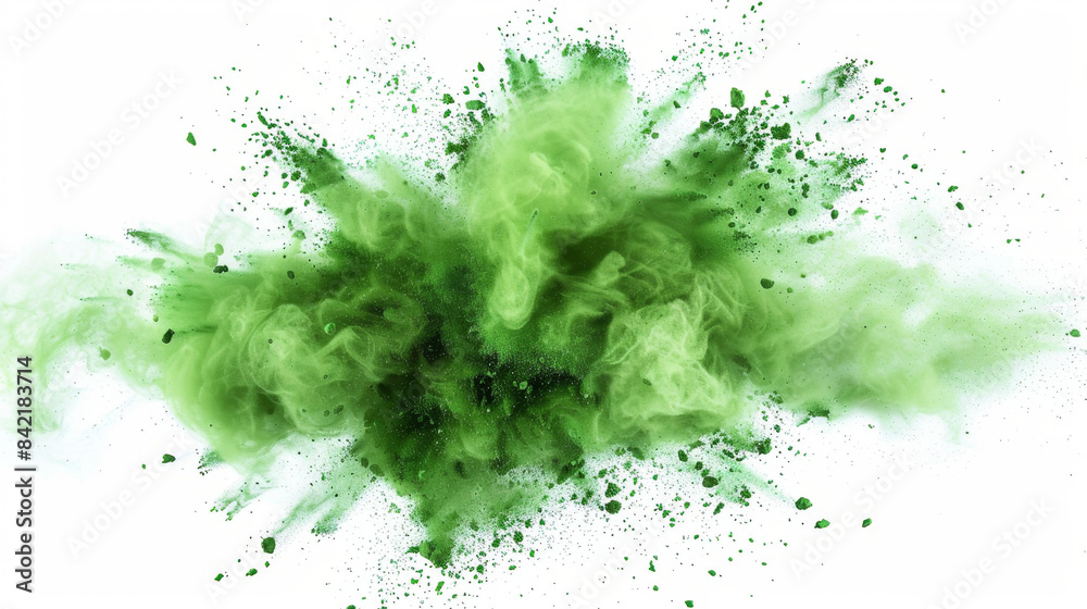 green powder explosion on white background, green color palette Stock ...