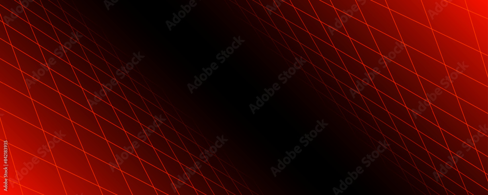 Red glowing neon wireframe background. Shining checkered diagonal grid ...