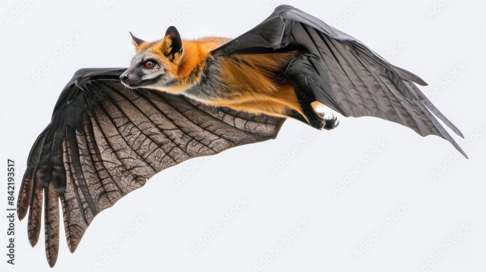 Golden-Crowned Flying Fox full body clearly photo on white background ...