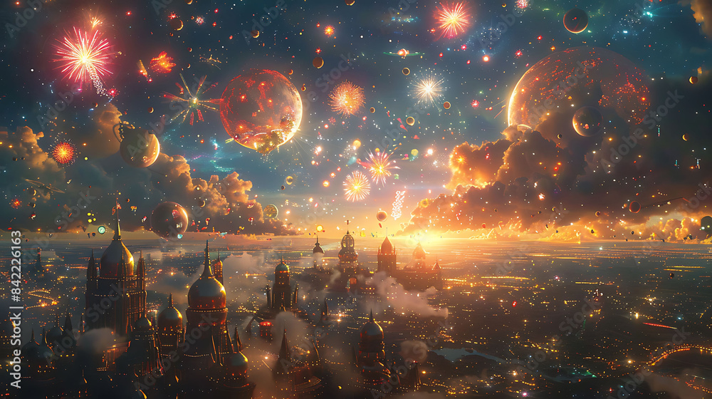 celestial carnival where revelers from across the cosmos come together ...