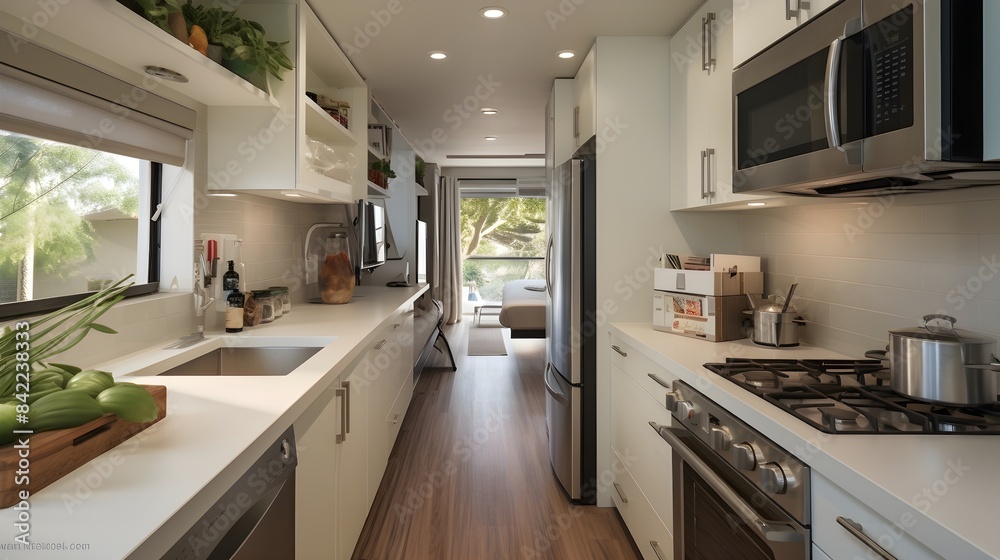 Efficient galley kitchen with smart storage solutions, practical layout ...