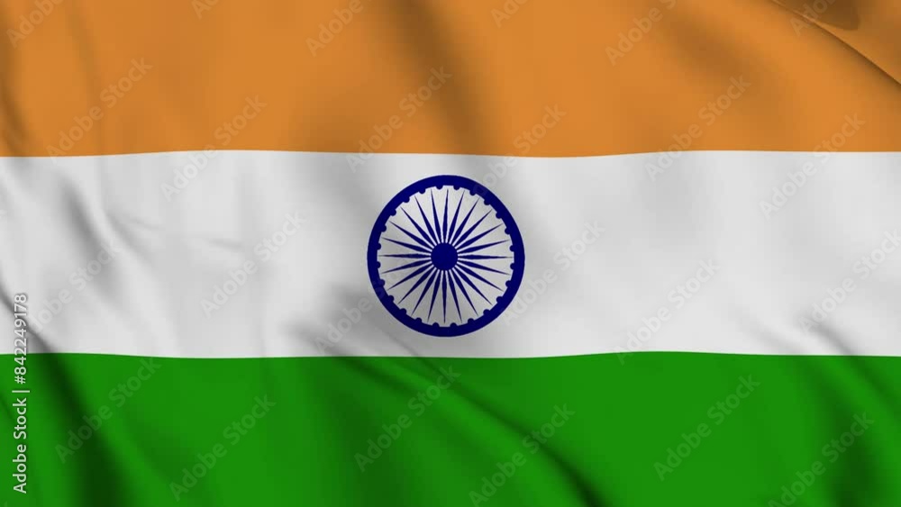 India waving flag realistic animation video. Seamless loop animation of ...