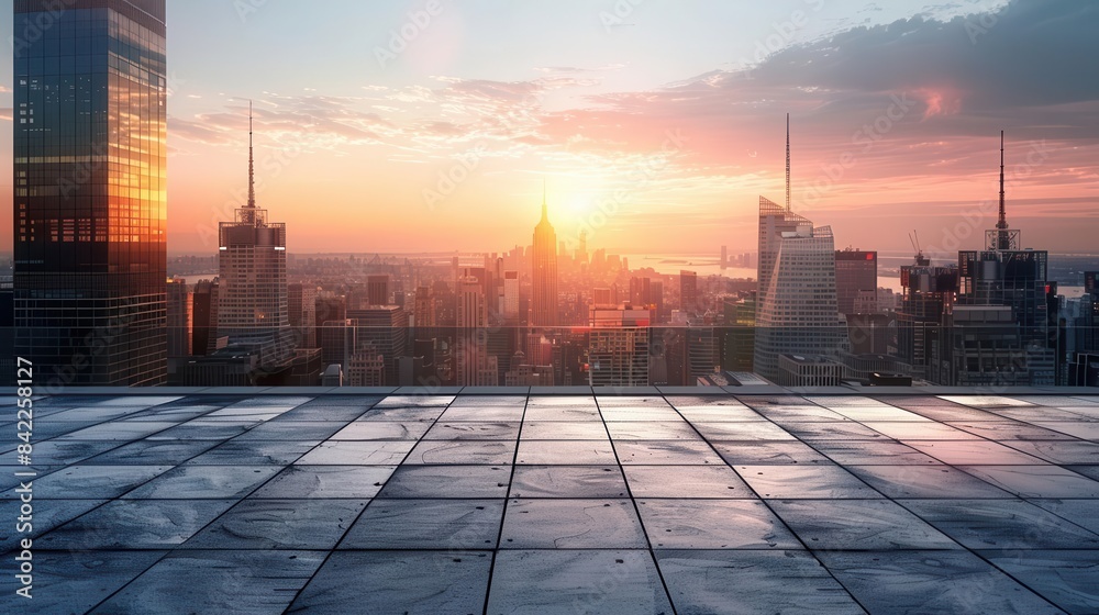 Urban Rooftop View A panoramic view of the city from a rooftop, Super ...