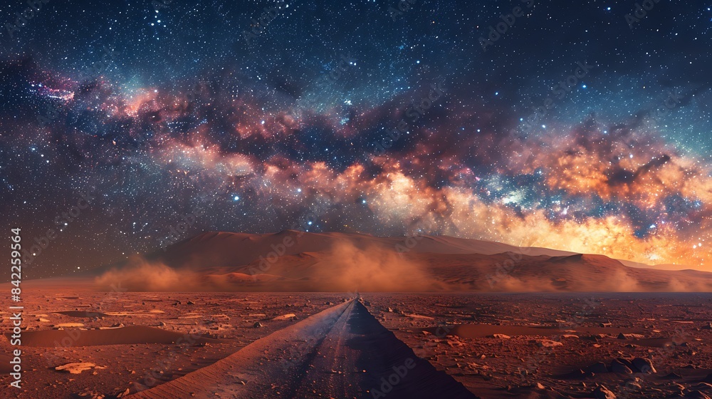 artistic rendition of the Milky Way galaxy from the surface of Mars ...
