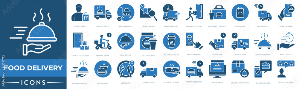 Food delivery icon. Food Courier, Delivery Truck, Meal on Wheels, Order ...