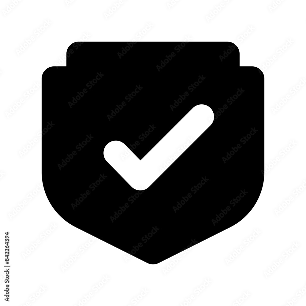 Shield checklist tick check mark ui black solid icon Stock Vector | Adobe Stock