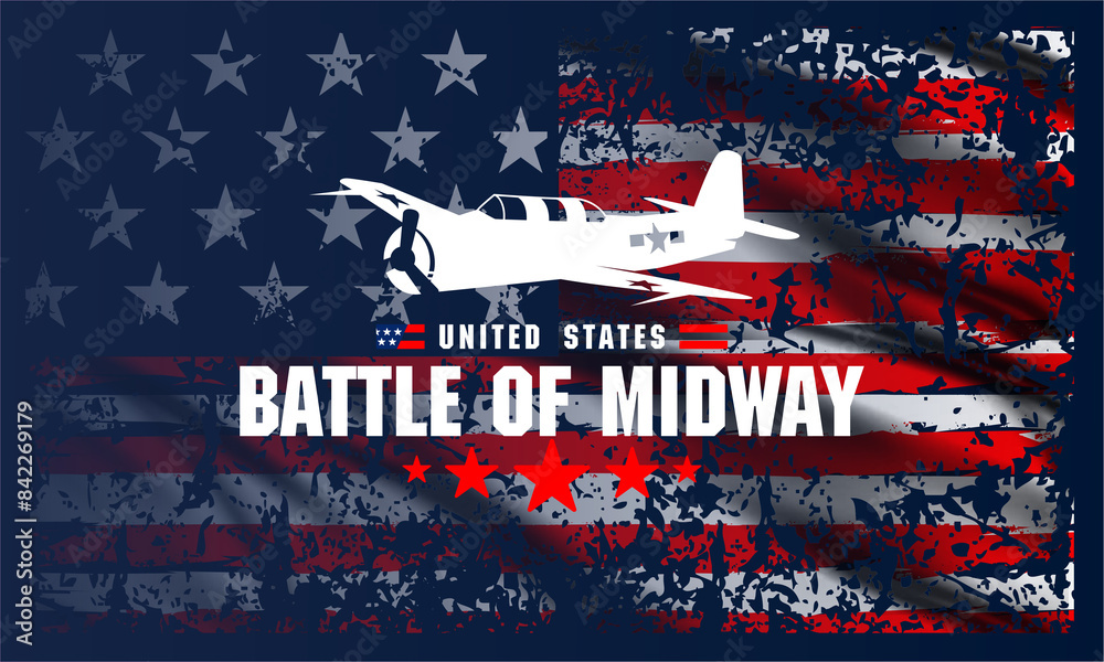 Battle of Midway vektor background , June 4-6, 1942 . a historic naval ...