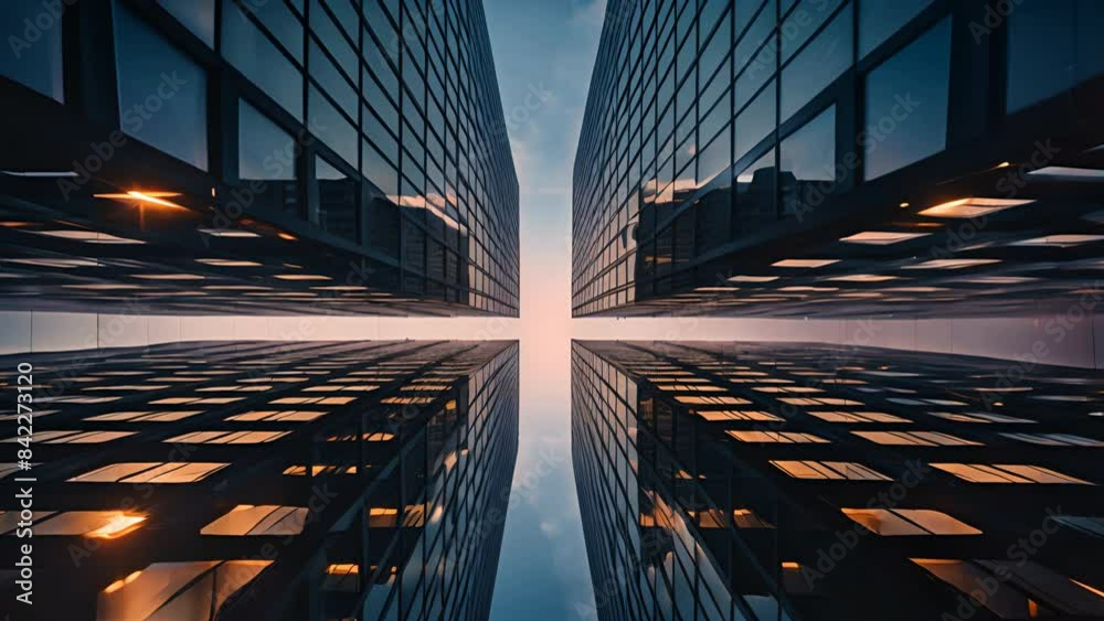 skyscraper with its windows misaligned, giving the building a distorted ...