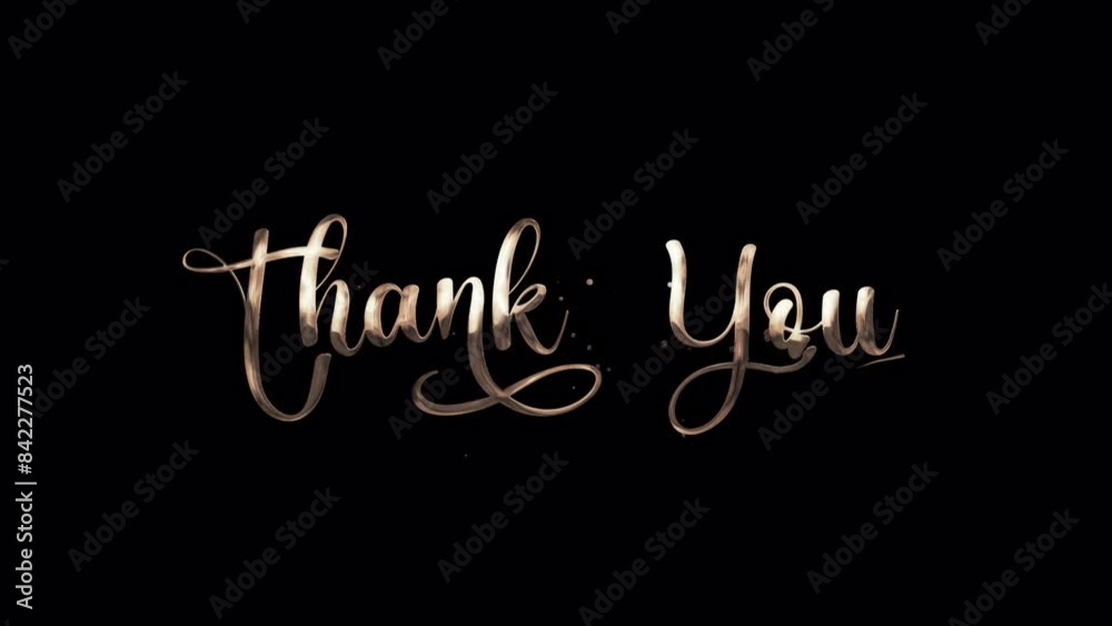 Thank you text Animation in golden color with particles effect on the ...