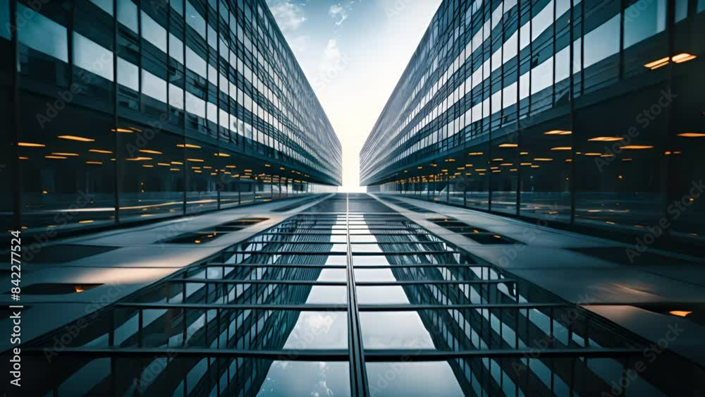 skyscraper with its windows misaligned, giving the building a distorted ...
