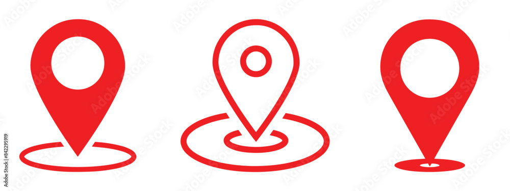 Location icon set. Flat icon set of location and map pins. Map pin ...