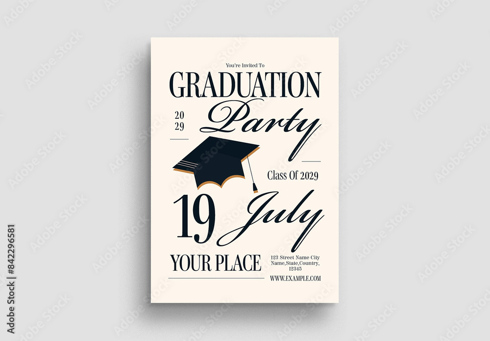 White Clean Modern Graduation Party Invitation Layout Stock Template ...