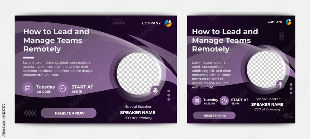 Invitation web banner to the online conference. Business webinar ...