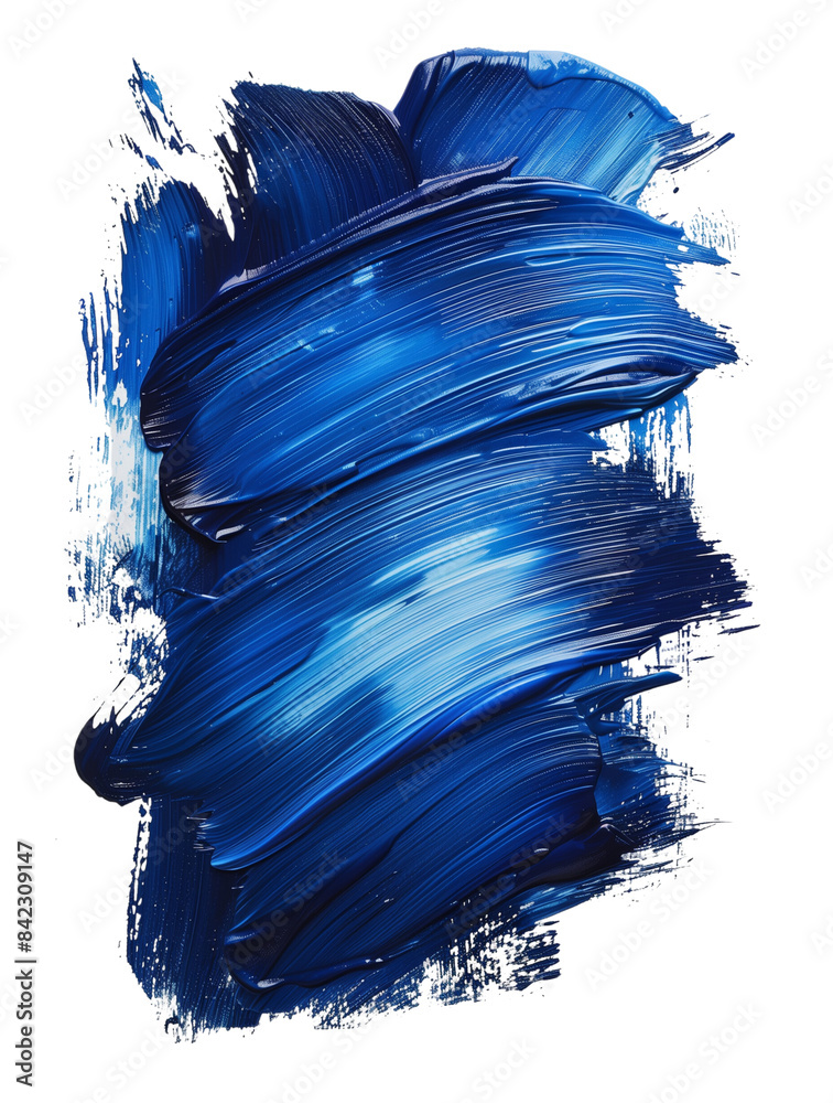 Blue brushstrokes on a transparent background in a high-resolution and ...