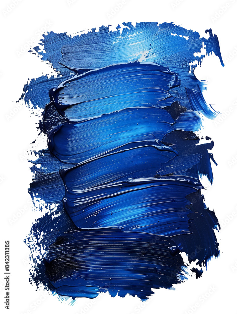 Blue brushstrokes on a transparent background in a high-resolution and ...