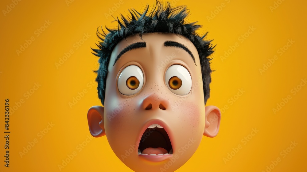 cartoon rendering of a character s shocked facial expression with a ...