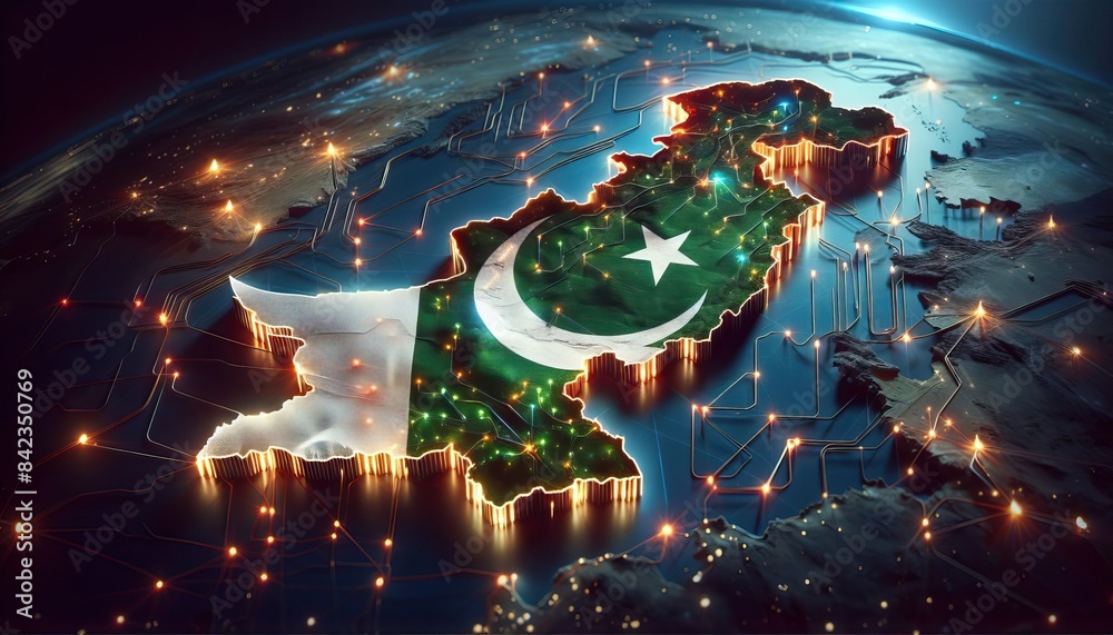 World Map with Pakistan Flag Highlighted Stock Illustration | Adobe Stock