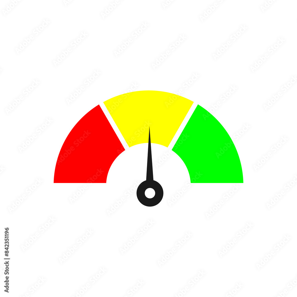 Speedometer Gauge Meter Icons Vector Scale Level Of Performance Speed Dial Indicator Green