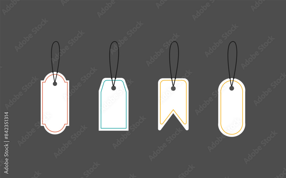Price tag icons collection.Set of blank white paper price tags or gift ...