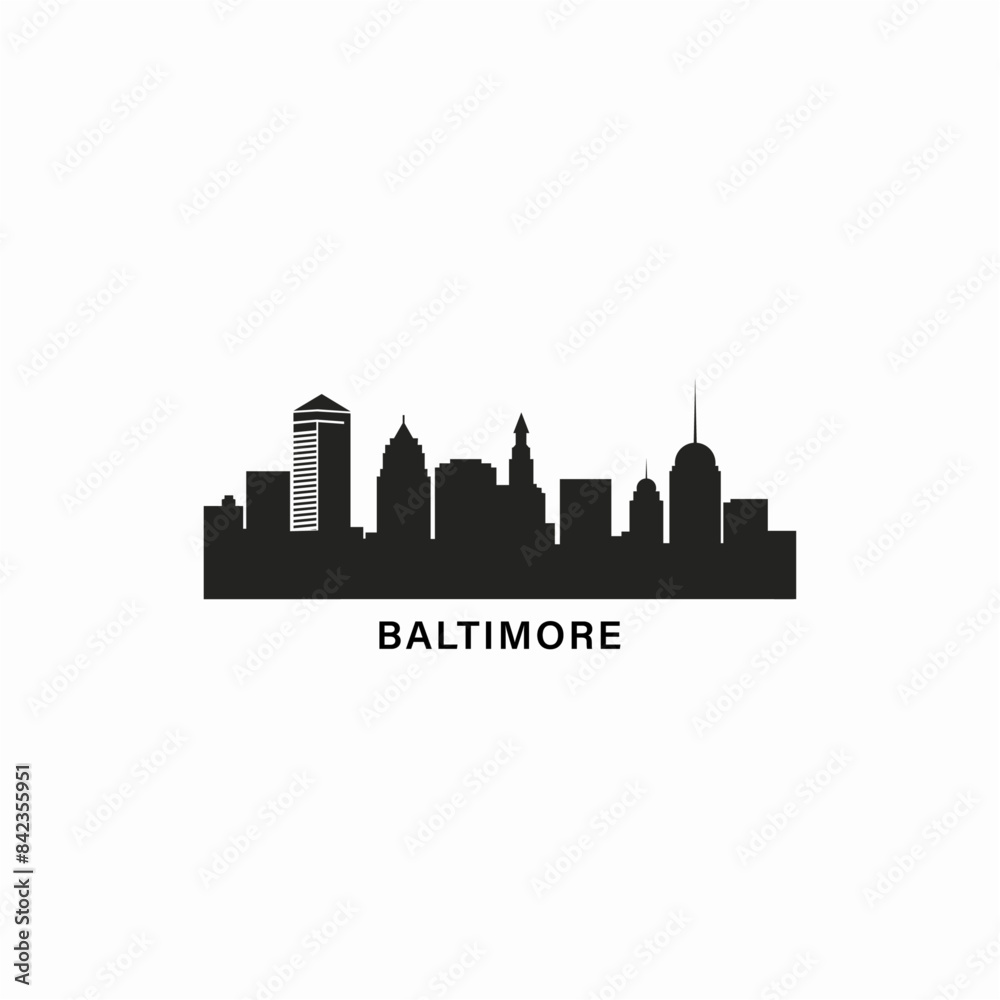 Baltimore skyline, downtown panorama logo, logotype. USA, Maryland ...