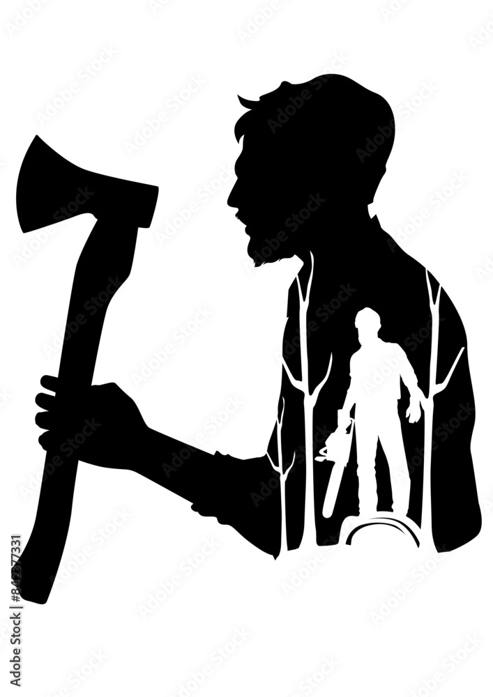 Lumberjack Illustration, Wood Cutter Stencil, Lumberjack Cut file ...