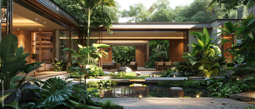 Bright tropical residence with a highend design and tropical garden ...