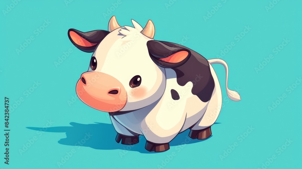 Check out this adorable happy cow cartoon 2d icon illustration ...