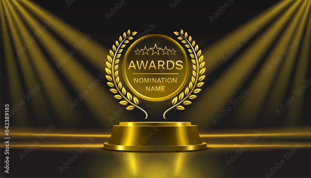 Awards nomination name podium, golden prize event, scene star ceremony ...