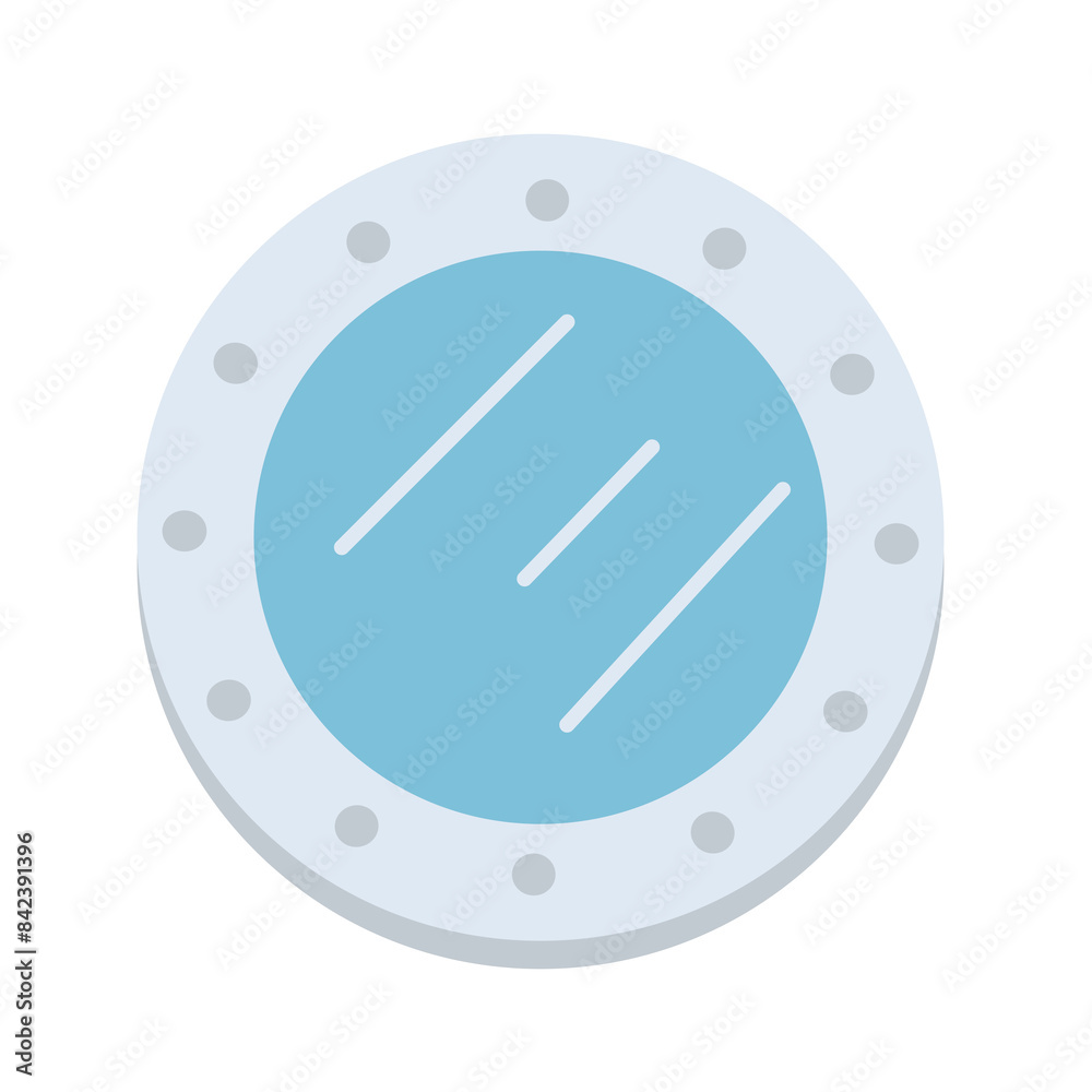 Submarine window view vector illustration, cartoon porthole in flat ...