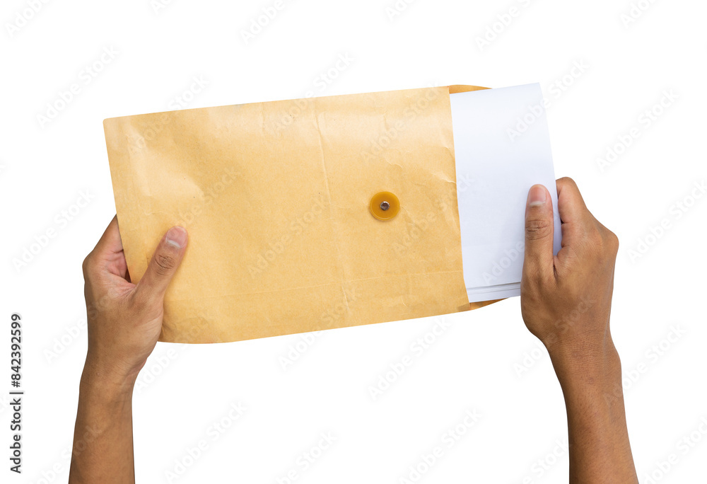hand holding envelope and letter isolated Stock Photo | Adobe Stock