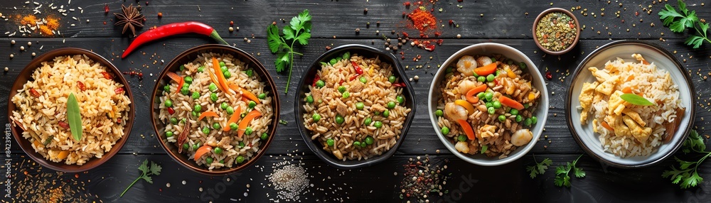 Top view collage of different types of Chinese noodles, including chow ...