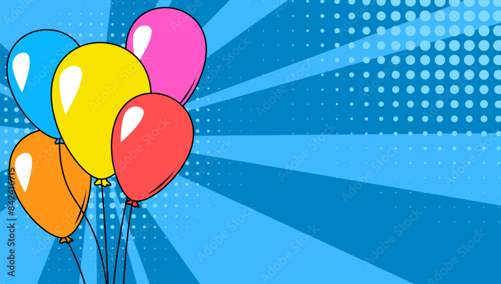 comic birthday background with balloon cartoon style Stock Vector ...
