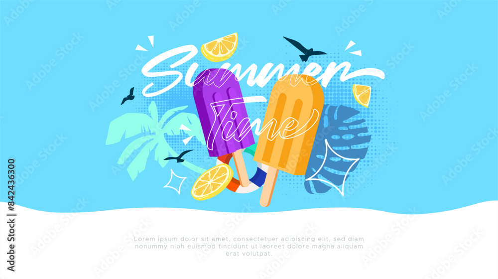 SUMMER TIME. summer vacation, banner and poster template design ...