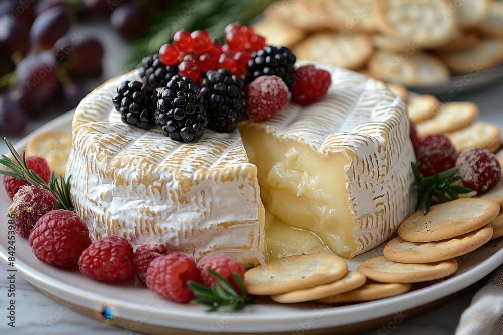 Brie Cheese A wheel of creamy Brie cheese with a wedge cut out, showing ...