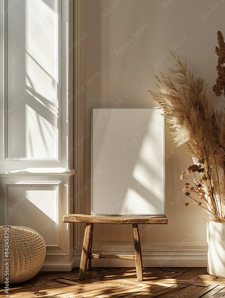 beautiful interior design furniture with mockup poster artwork with ...