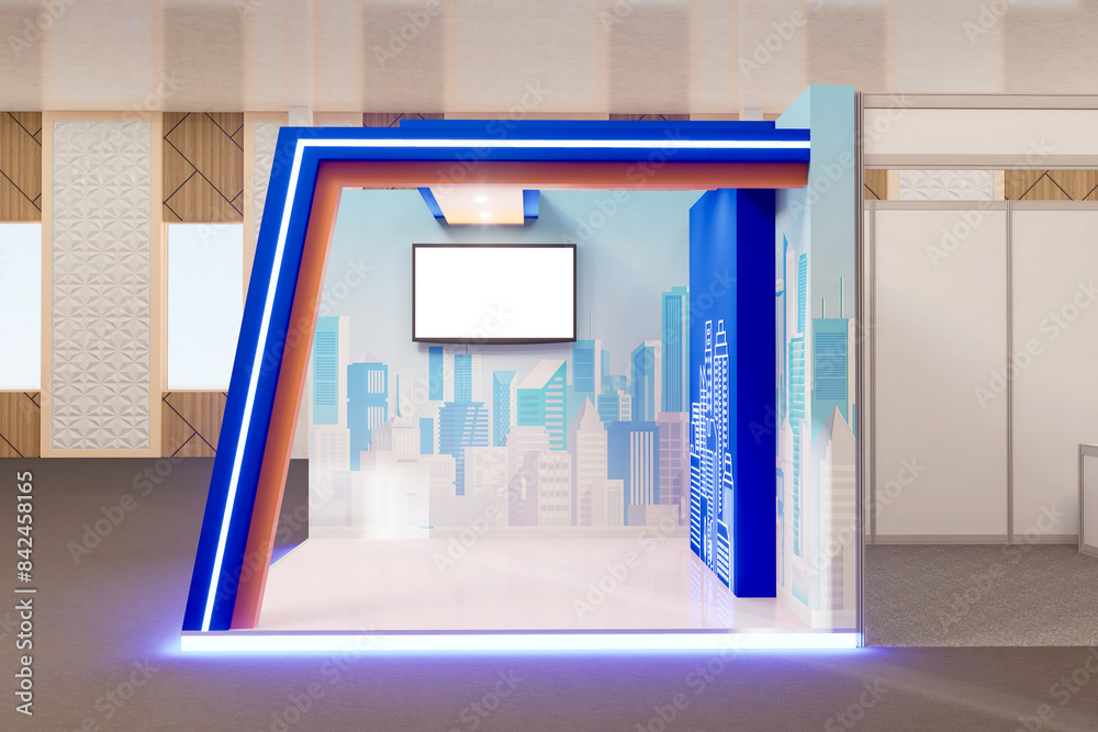 3d illustration stand booth 3x3 m digital futuristic technology ...