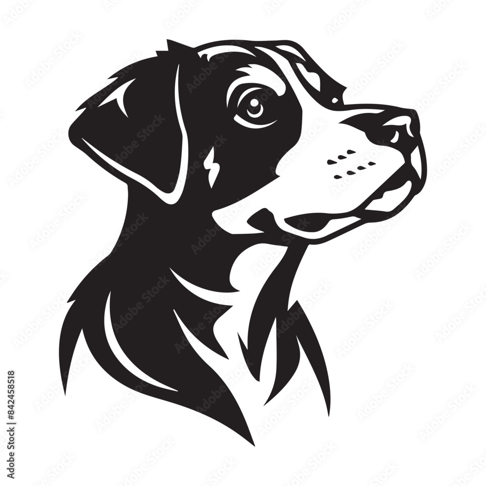 Poster Simple dog head logo icon, black vector illustration on white ...