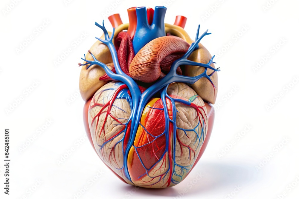 A detailed anatomical model of the human heart, showcasing the chambers ...