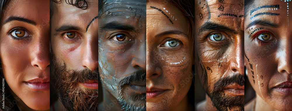 Banner collage of diverse faces representing different ethnic ...