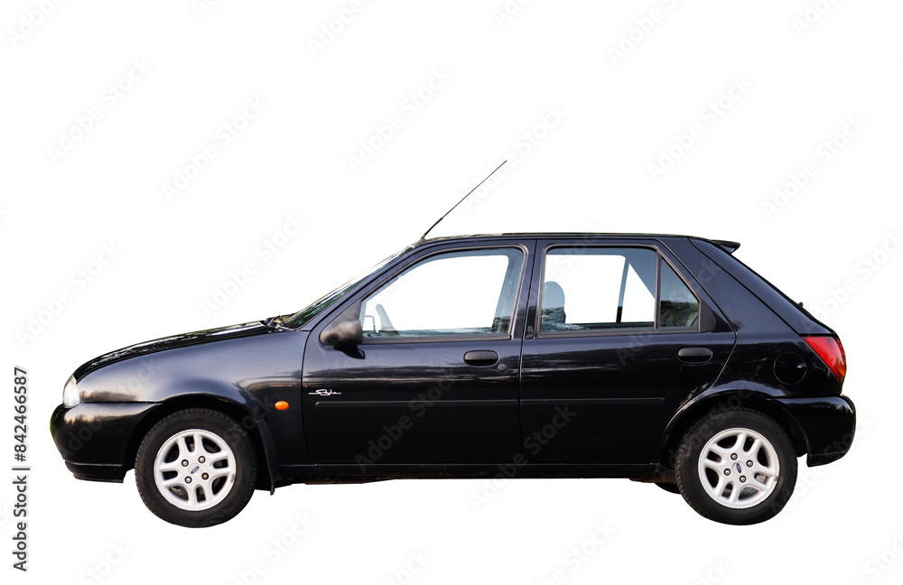 Ford Fiesta black 2000 on a white background, side view. Stock Photo ...
