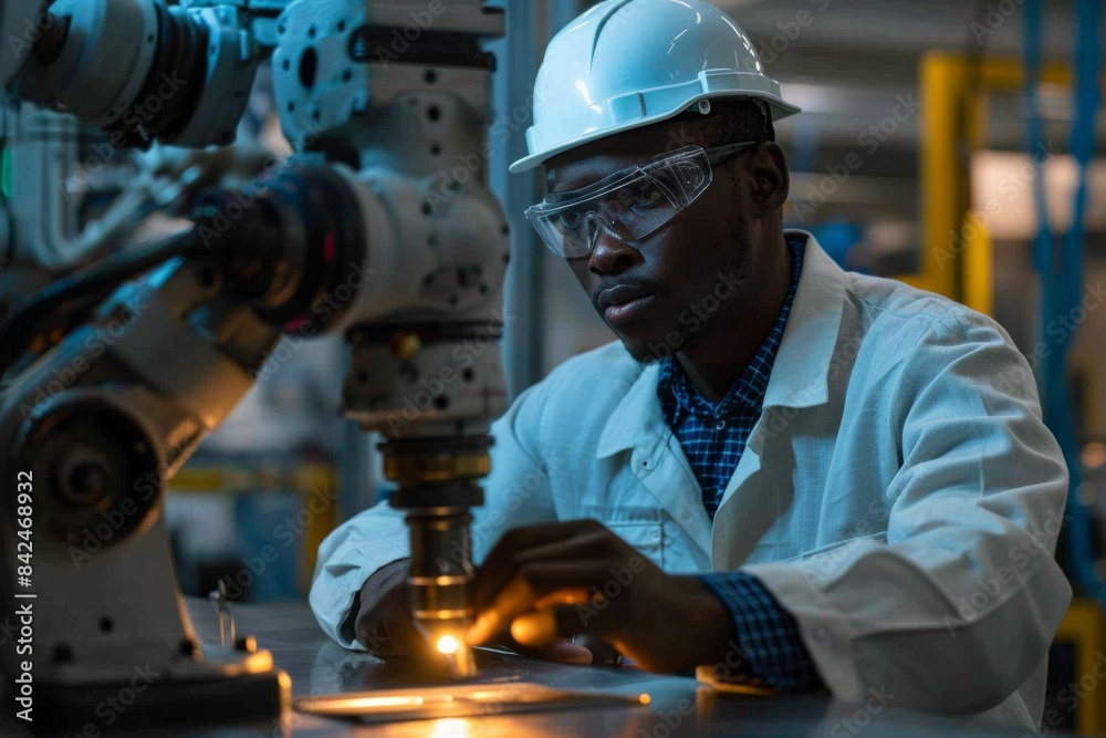 specialist male man engineer wear safty uniform working control ...