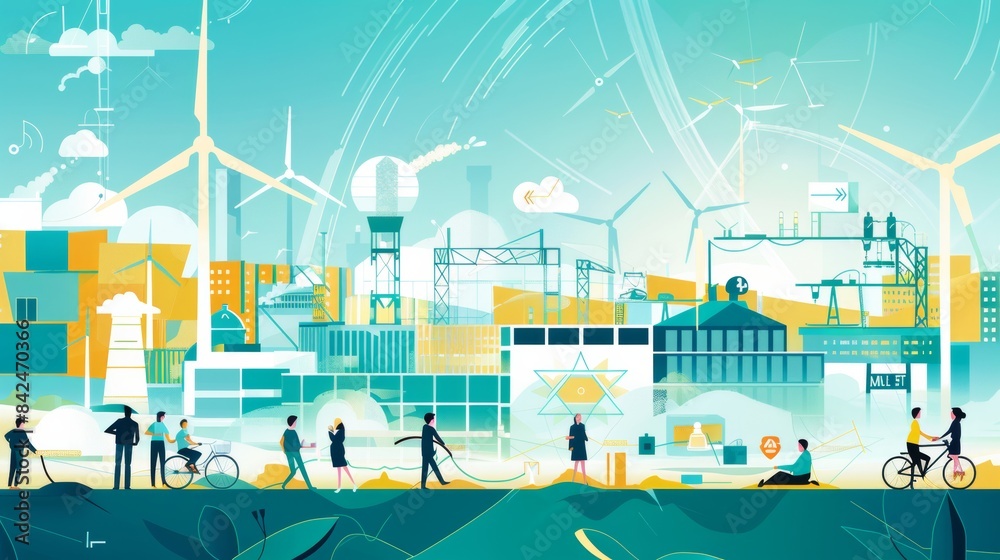 abstract graphic of renewable energy innovation center, offshore wind ...